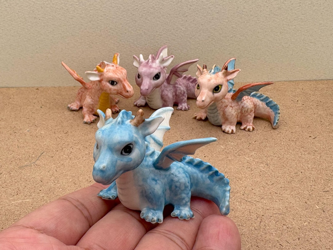 Hand-painted Ceramic Dragon Figurine: Whimsical Fantasy Decor - Etsy