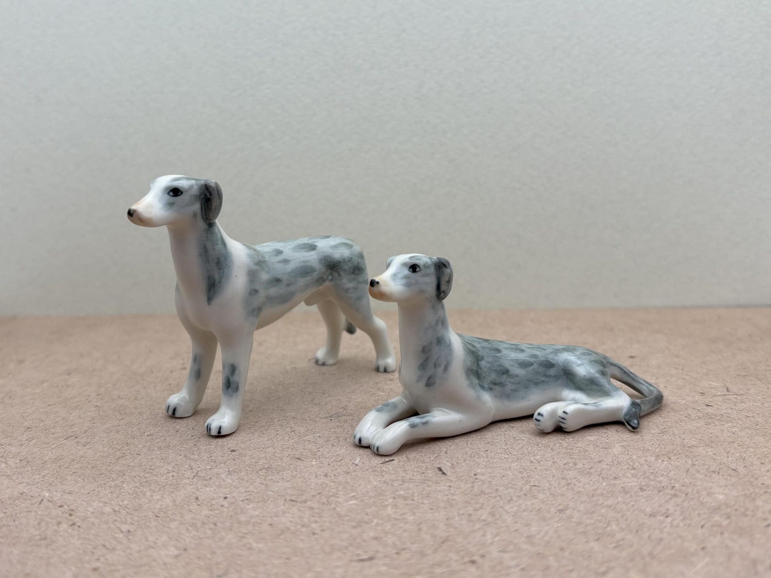 Greyhound Ceramic Figurines Set, Handcrafted Pair of Dogs, Collectible ...