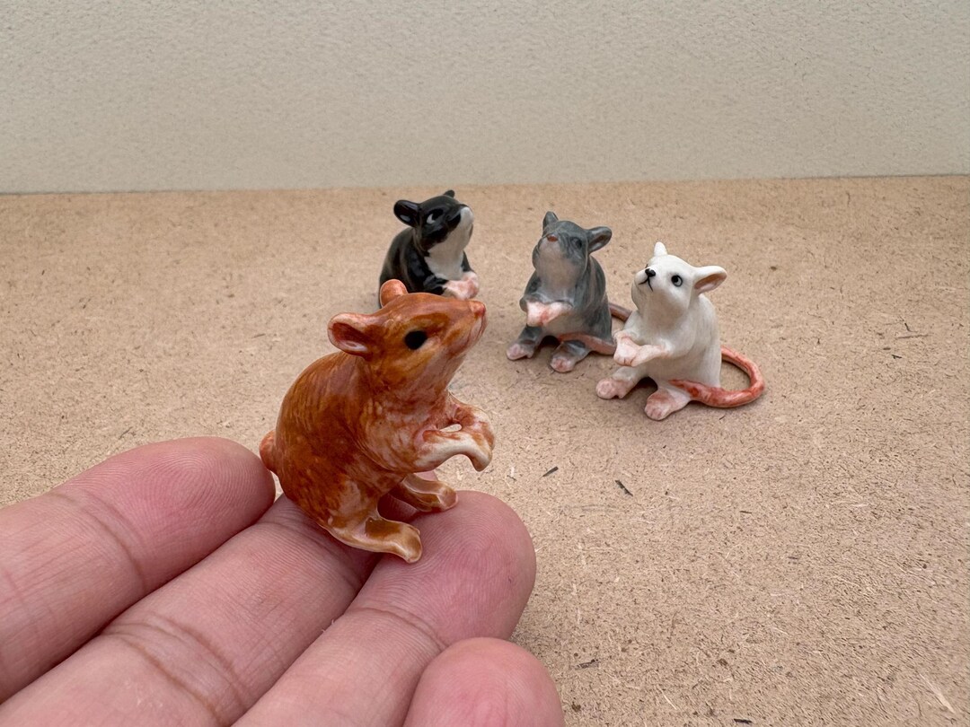 Ceramic Rat Figurine in Begging Pose | Cute Hand-painted Mouse Ornament ...