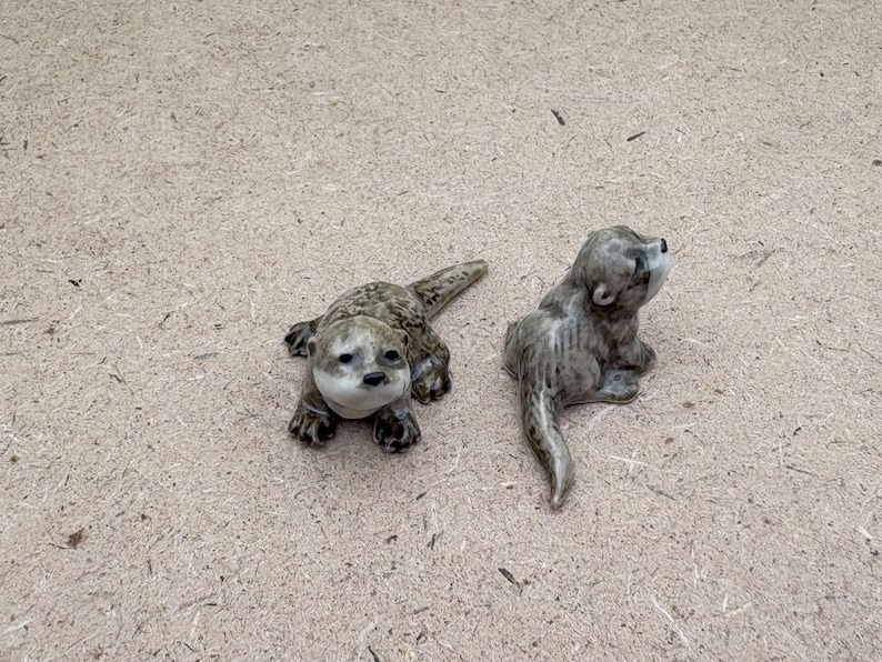 Adorable Ceramic Otter Figurines Handmade River Otter Decor Wildlife ...