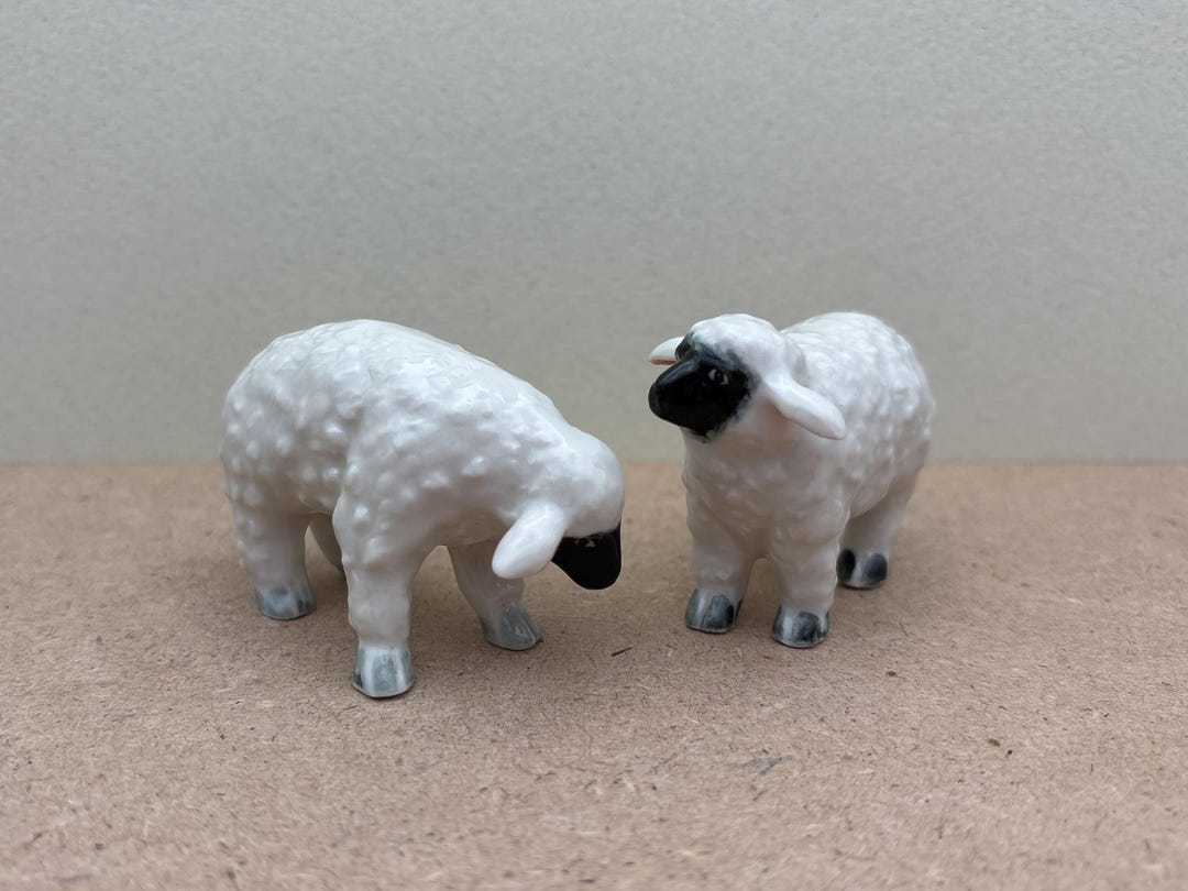 Ceramic Sheep Figurines: Hand-painted Farmhouse Decor, Set of 2 - Etsy