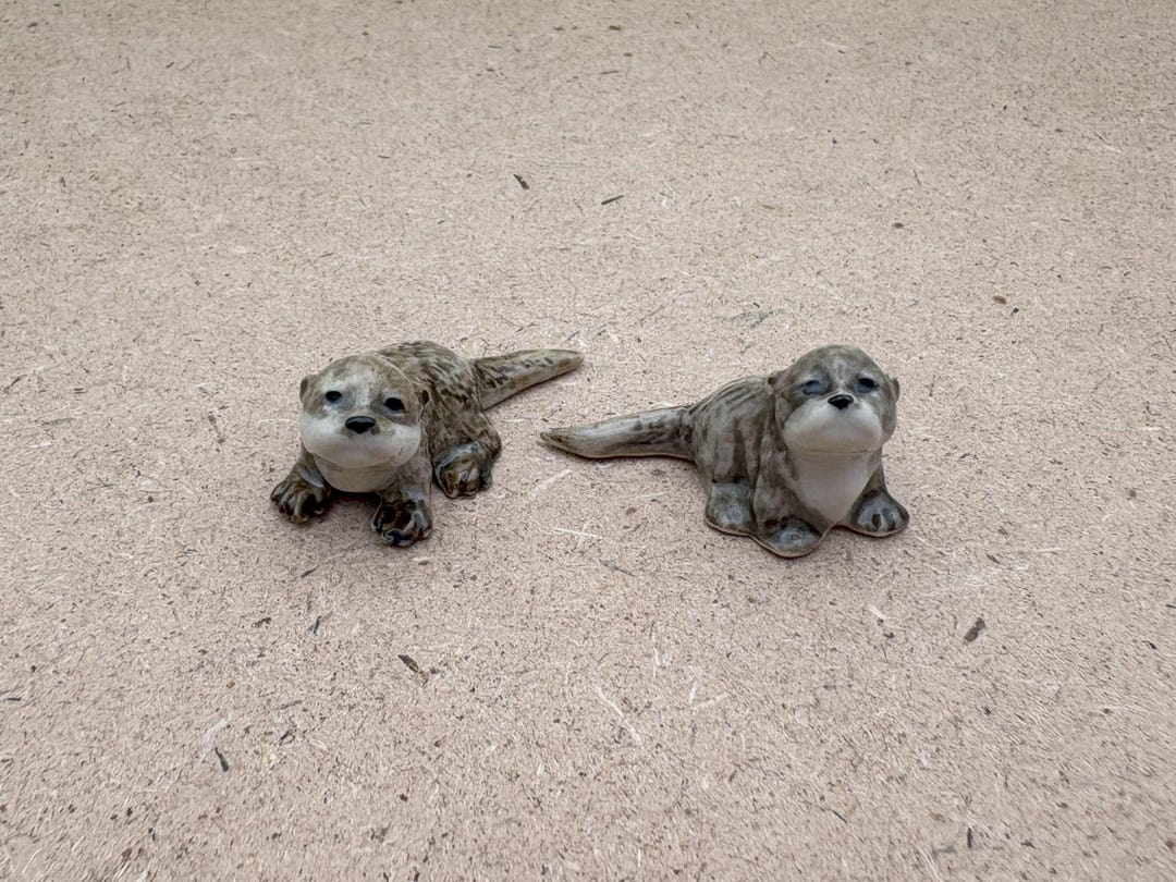 Adorable Ceramic Otter Figurines Handmade River Otter Decor Wildlife ...