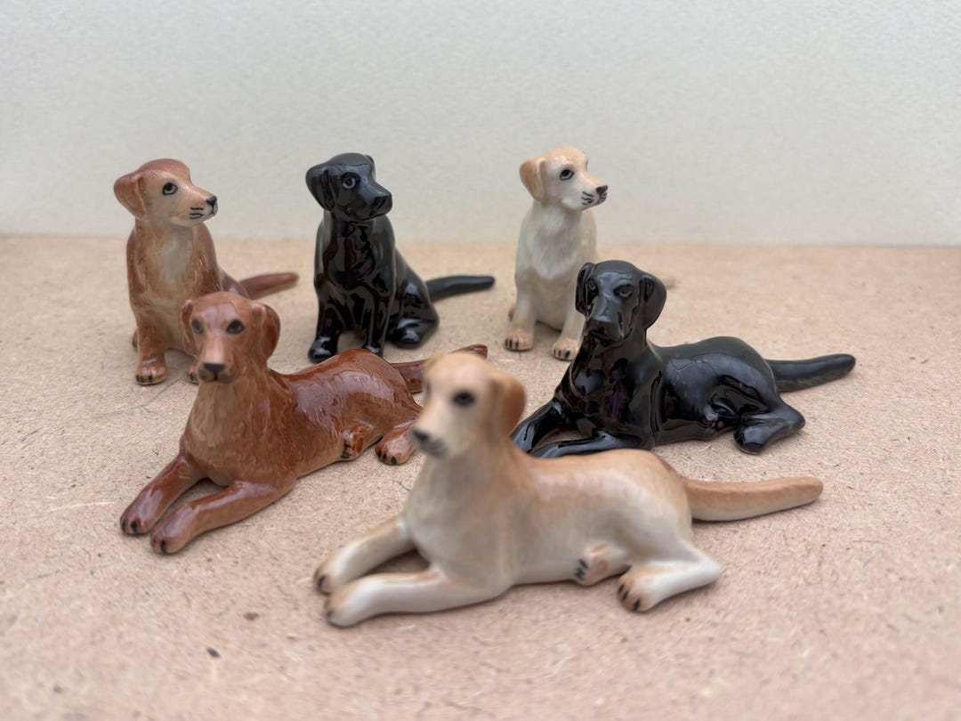 Hand-painted Ceramic Labrador Puppy Figurine Set: Dog Lover Decor - Etsy