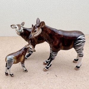 Hand-painted Ceramic Okapi Figurines: Safari Animal Decor, Set of 3 - Etsy