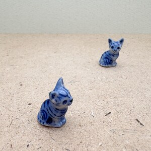 Hand-painted Ceramic Cat Figurines: Delft Blue Miniature Kitten Decor ...