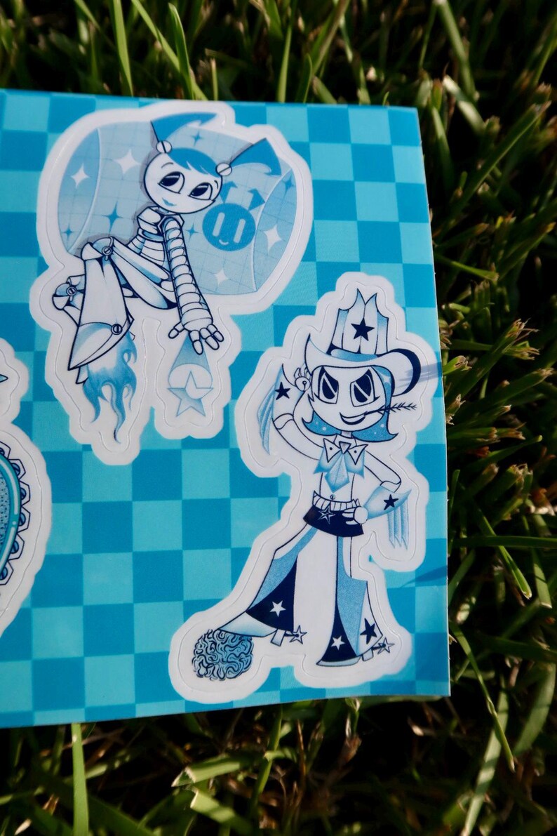 Y2k Robot Girl Jenny XJ9 Blue Transparent Sticker Sheet Multiple Sized ...