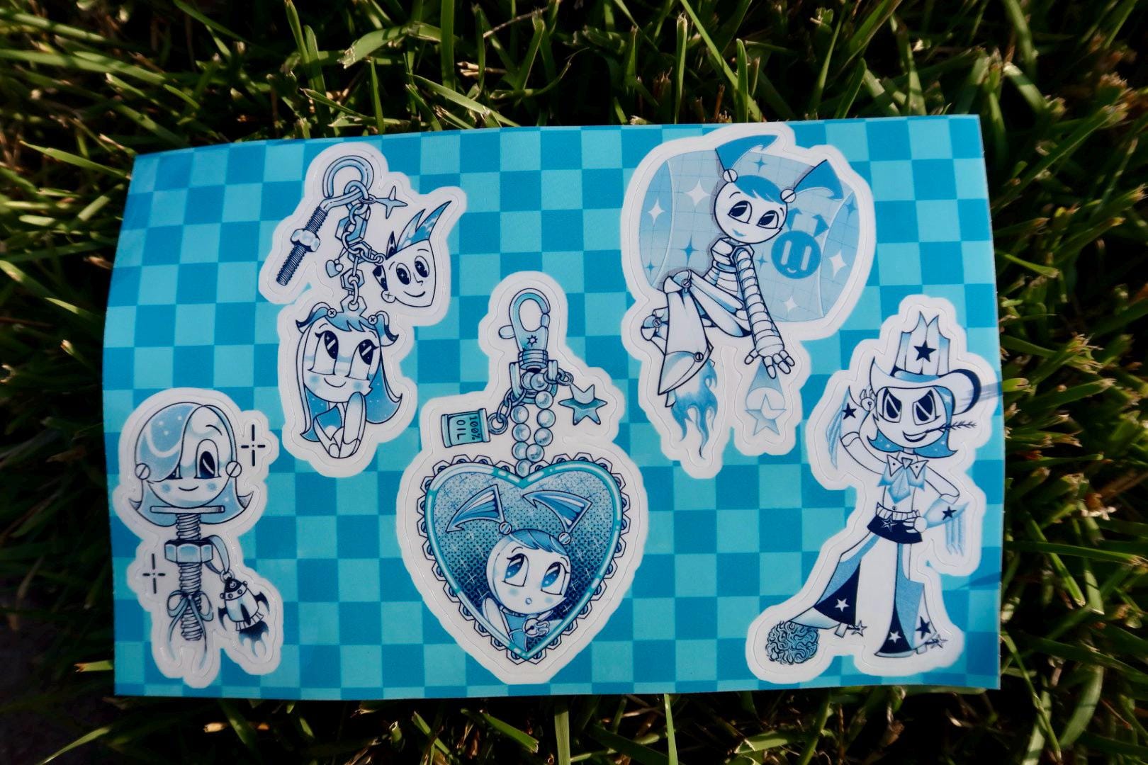Y2k Robot Girl Jenny XJ9 Blue Transparent Sticker Sheet Multiple Sized ...