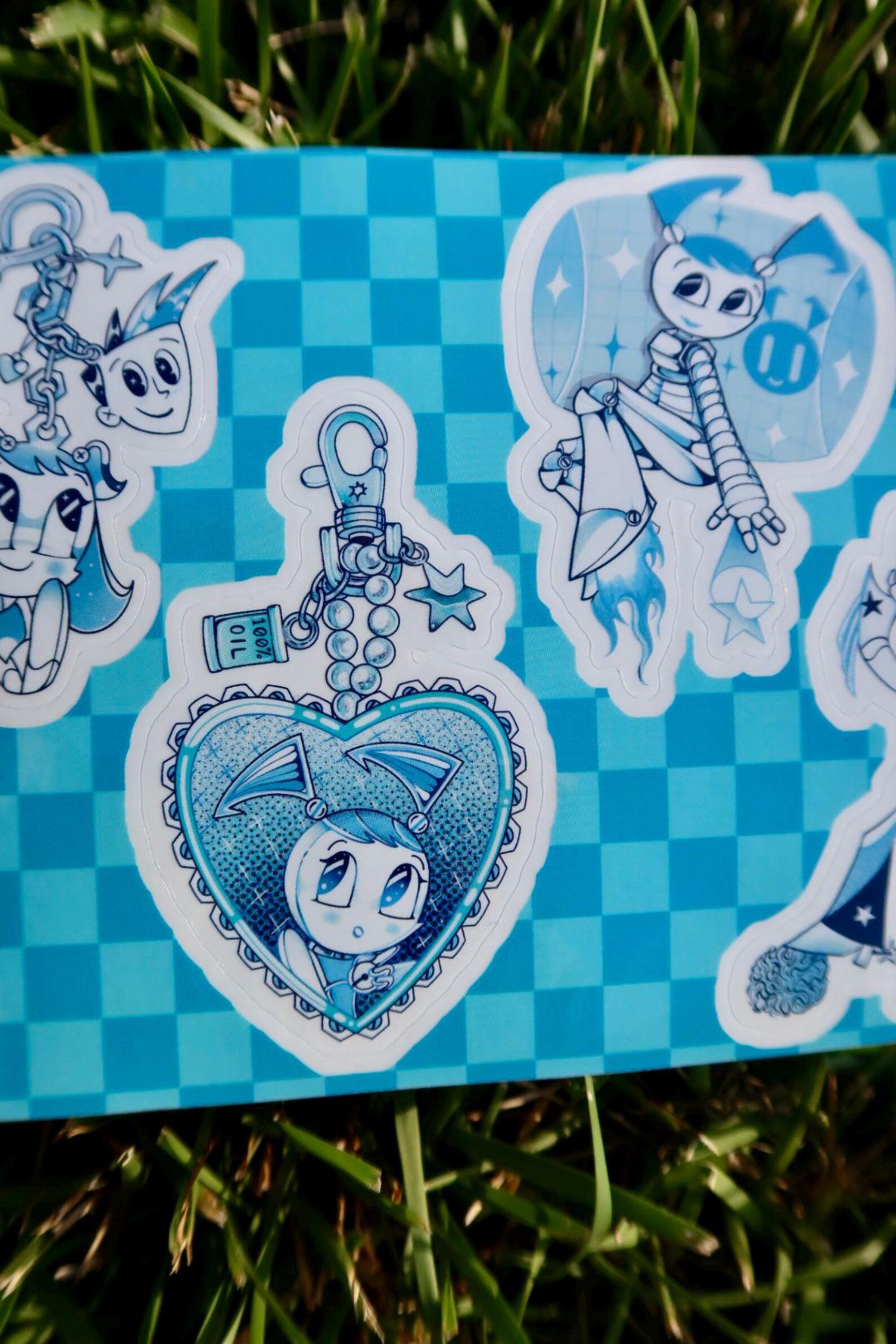 Y2k Robot Girl Jenny XJ9 Blue Transparent Sticker Sheet Multiple Sized ...