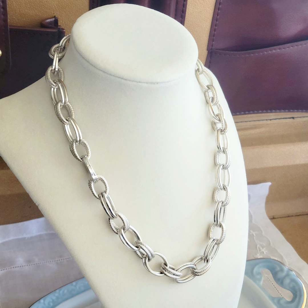 Oval Chain Link Vintage Necklace Retro Avant Garde Design - Etsy