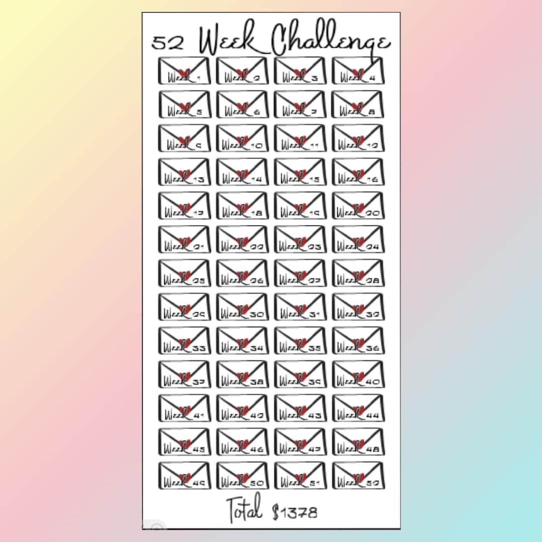 Printable 52 Week Savings Challenge - Etsy
