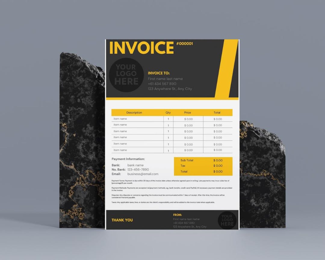 Bold Invoice Template for Business Owners Editable Canva Invoice ...