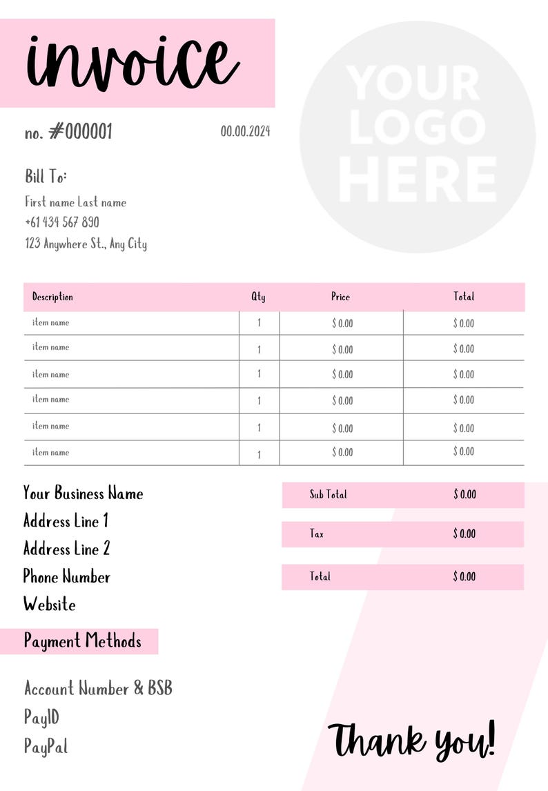 Cute Invoice Template for Business Owners Editable Canva Invoice ...