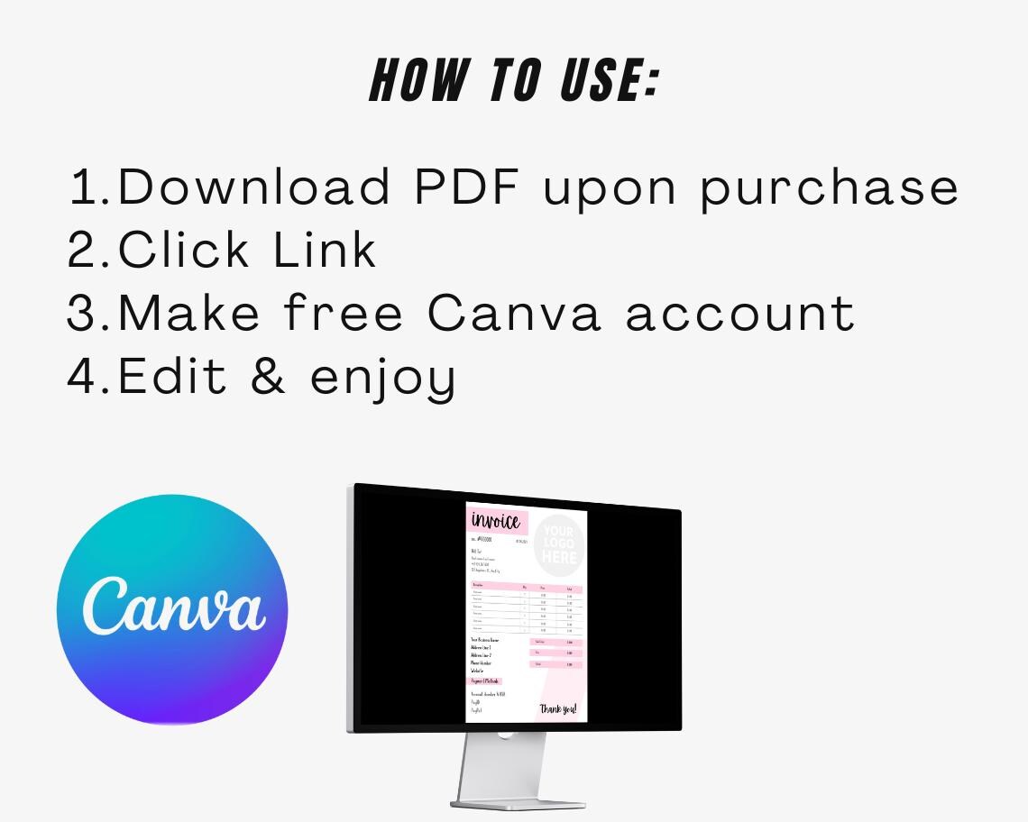 Cute Invoice Template for Business Owners Editable Canva Invoice ...