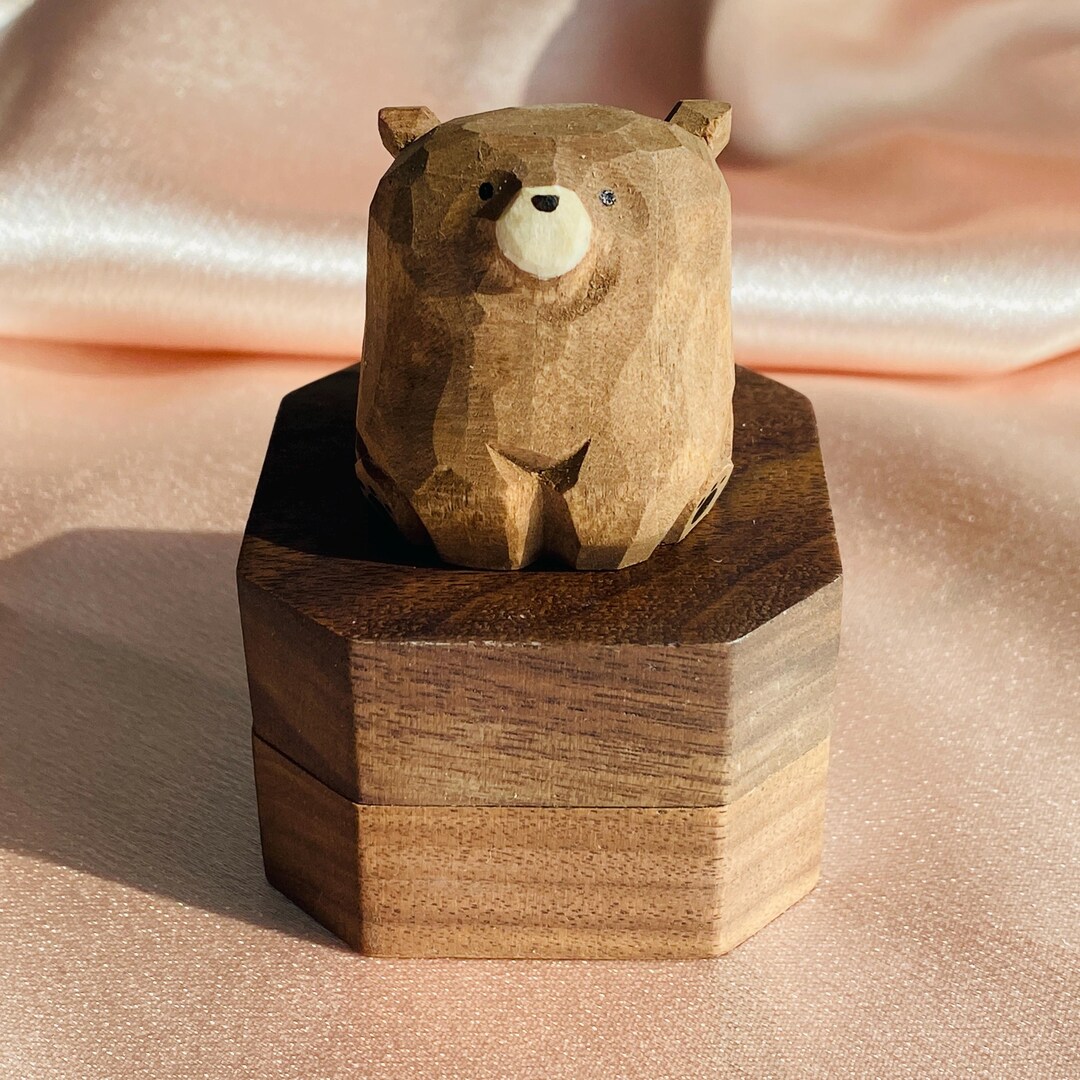 Wooden Bear Ring Box,proposal Ring Box Unique,personalized Wedding Ring ...