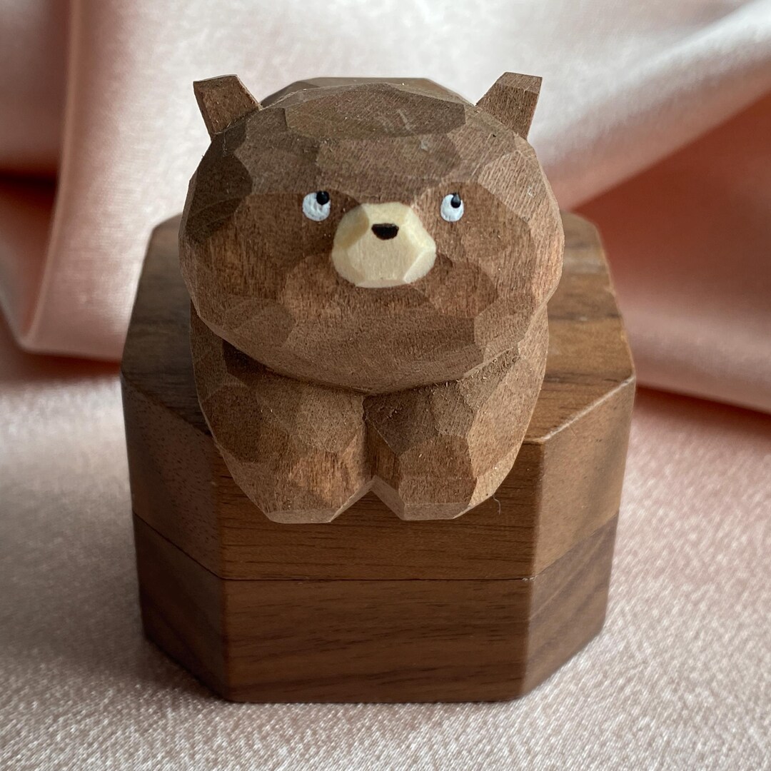 Wooden Bear Ring Box,personalized Wedding Ring Box, Ring Bearer Box,proposal Ring Box Unique ...