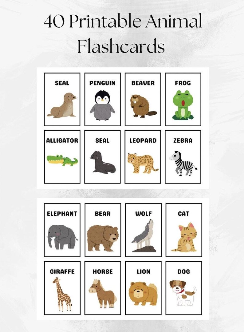 Printable Animal Flash Cards Fun & Educational Learning Tools ...