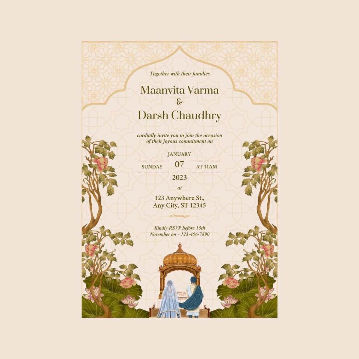 Sikh & Hindu Indian Wedding Invitation | Custom Digital Asian Wedding ...