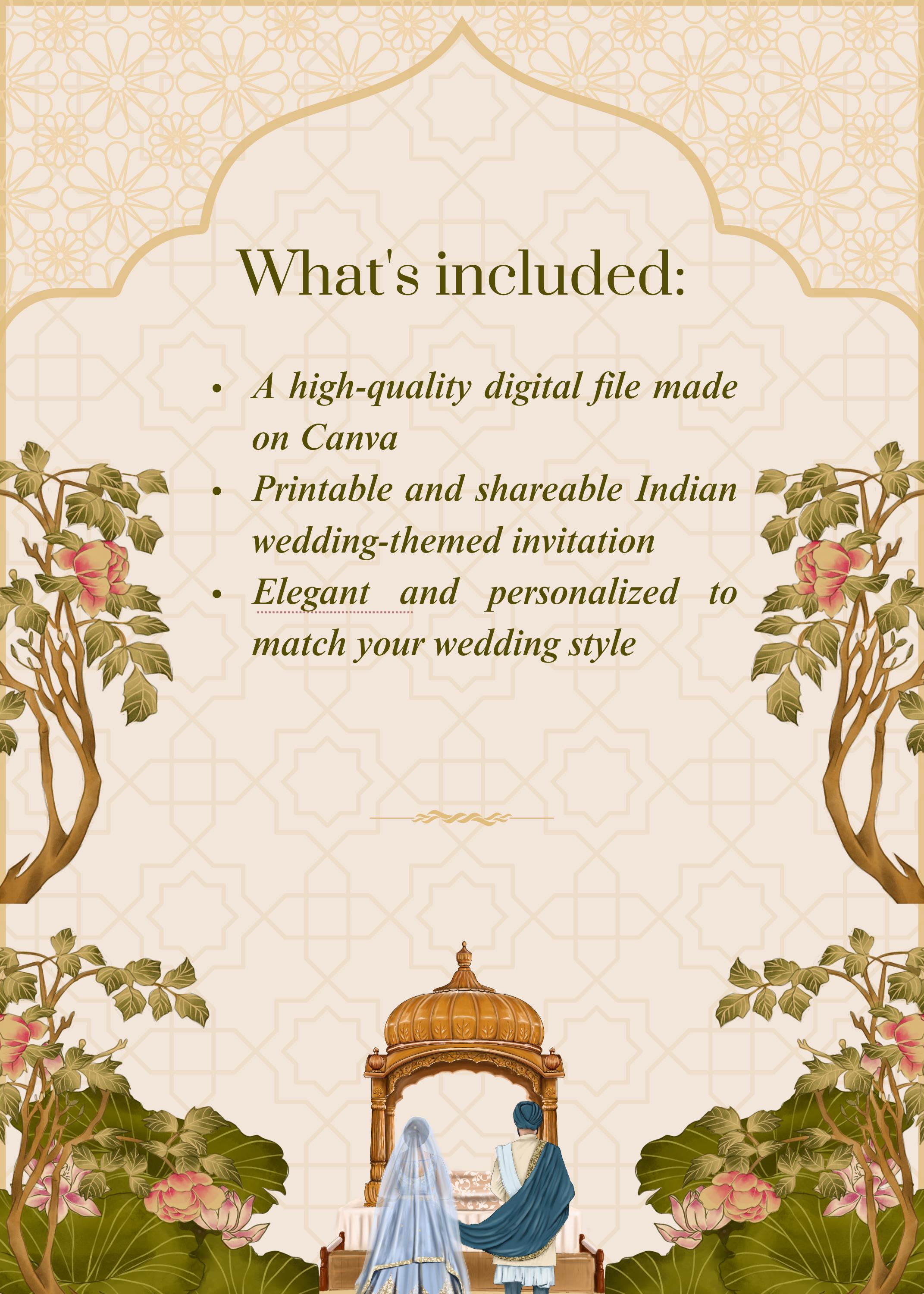 Sikh & Hindu Indian Wedding Invitation | Custom Digital Asian Wedding ...
