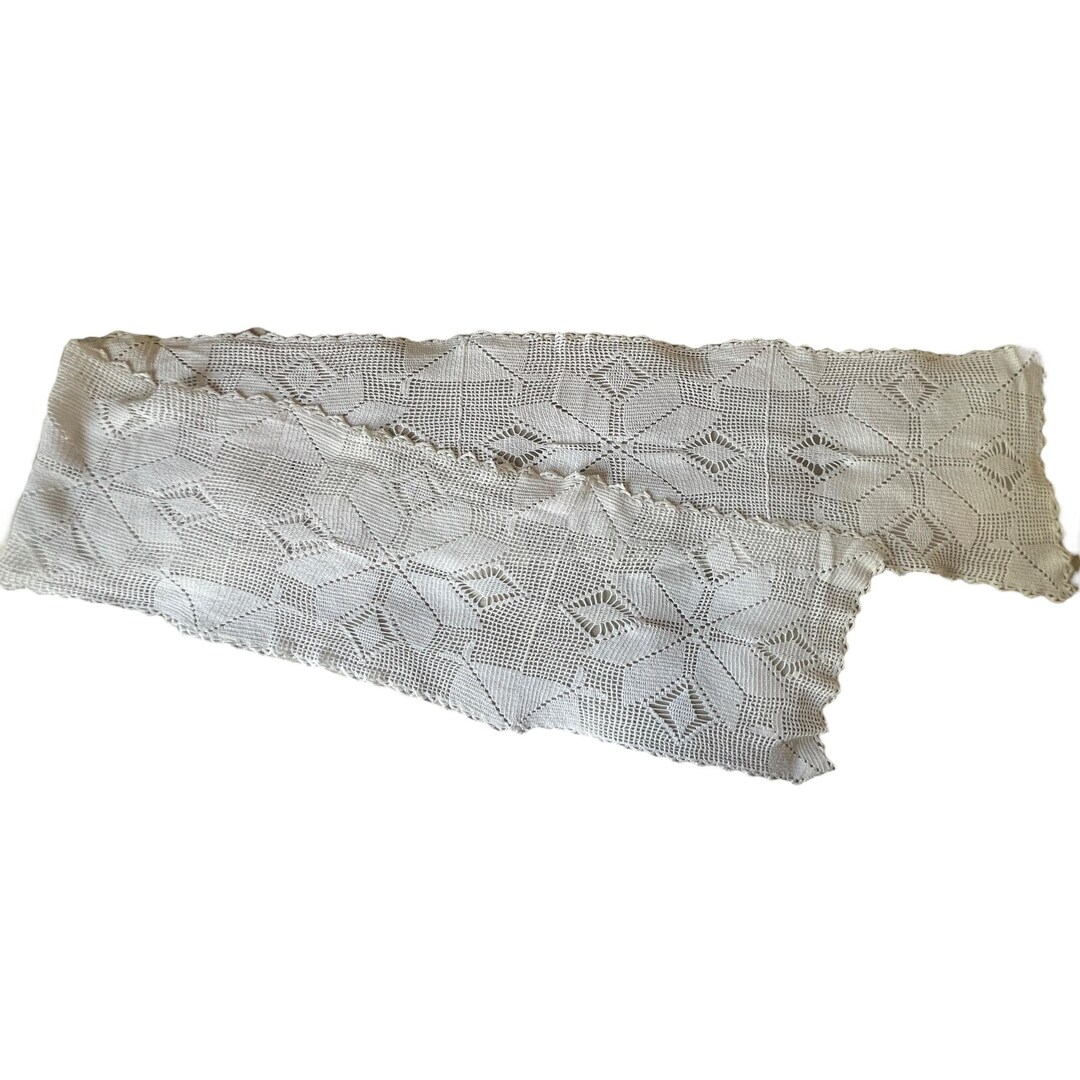 Hand Crocheted White Cotton Table Runner 80" X 10.25" Intricate ...