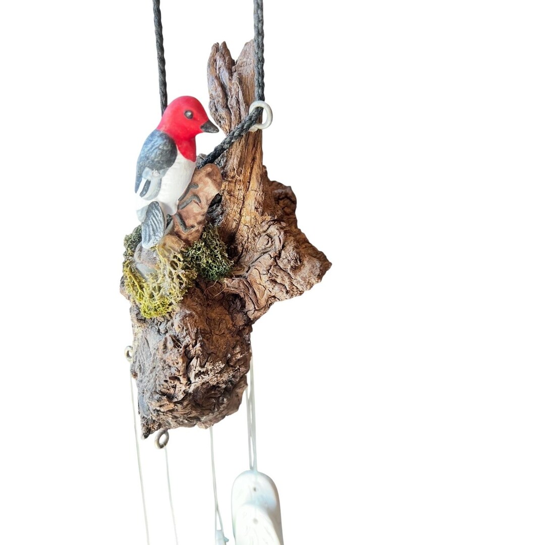 Handcrafted Loon Bird Sculpture Wind Chime With Ceramic Leaves ...