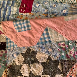 Three Farmhouse 1940s Patchwork Coordinated Matched-fabric Quilts ...