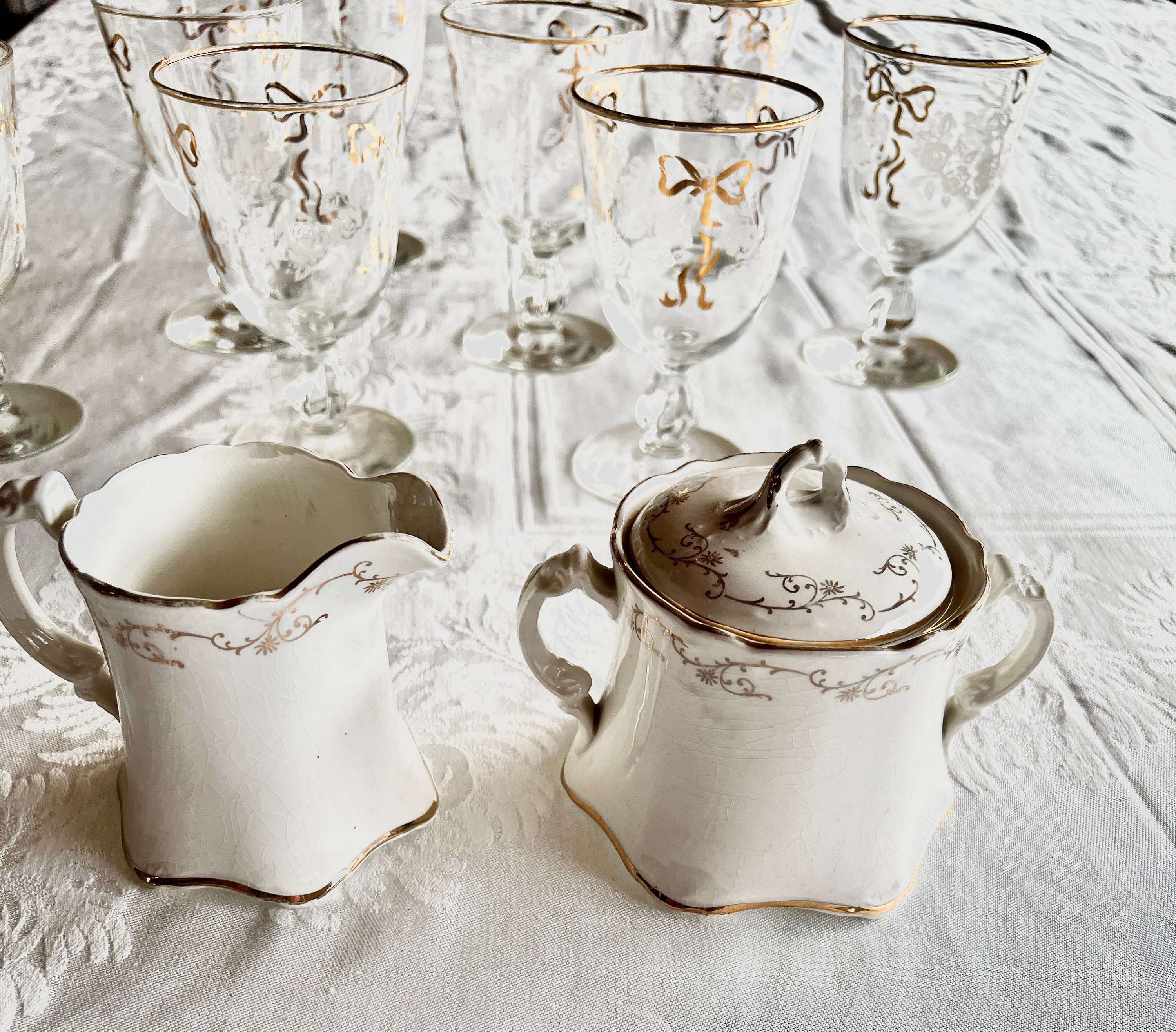 Antique KTAK & Co Knowles Taylor Knowles Semi Vitreous Porcelain Sugar ...