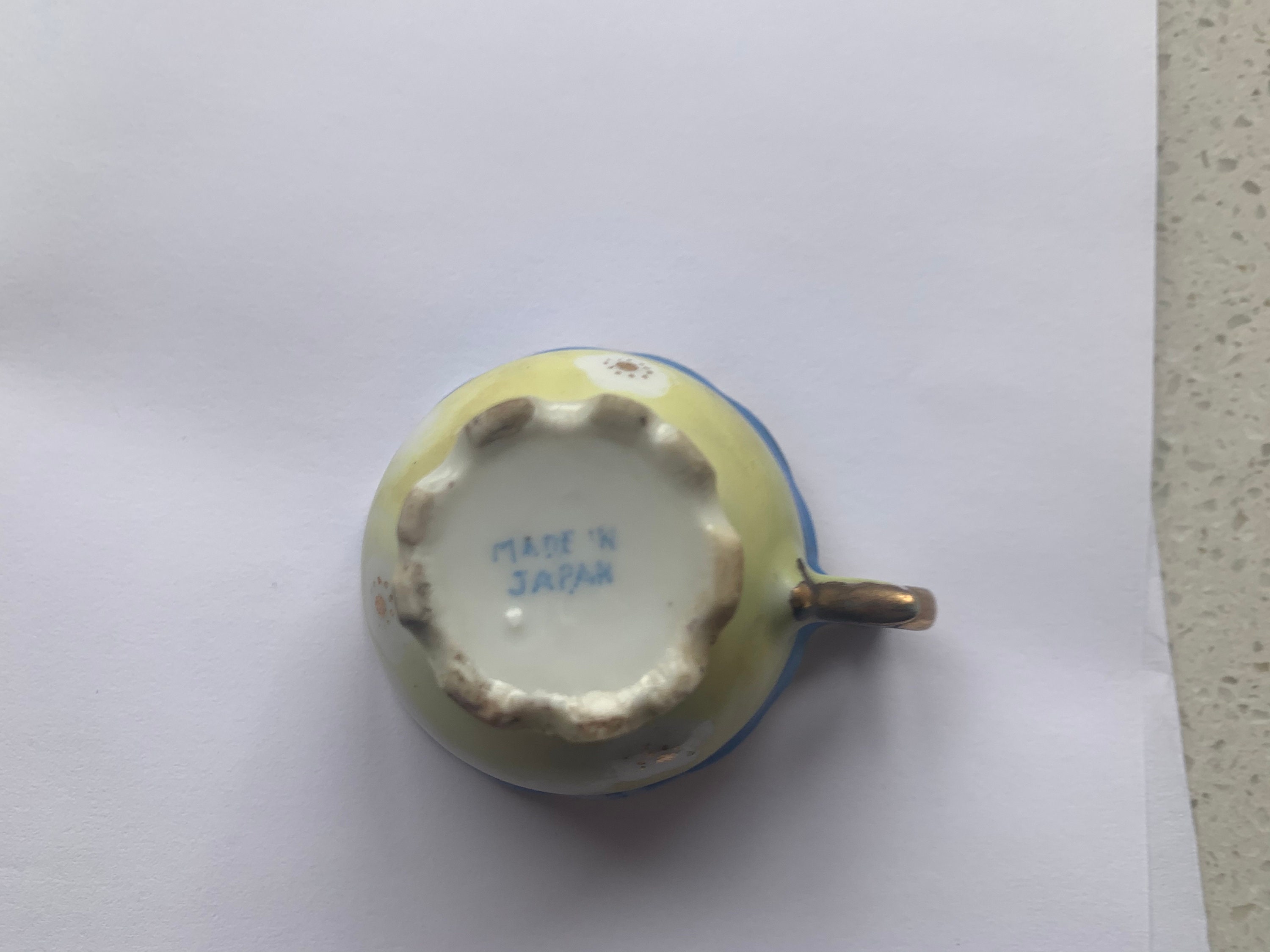 Tiny Childs Play Toy Teacup Midcentury Blue Yellow Japan - Etsy