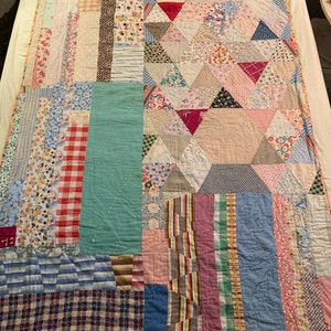 Three Farmhouse 1940s Patchwork Coordinated Matched-fabric Quilts ...