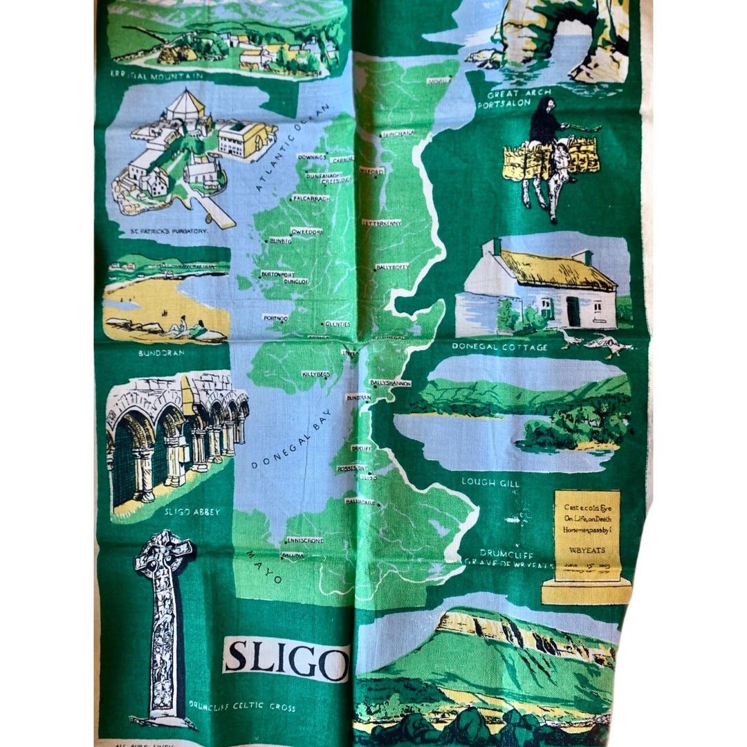 Vintage Irish Linen Donegal & Sligo Map Tea Towel 30 X 20 - Etsy