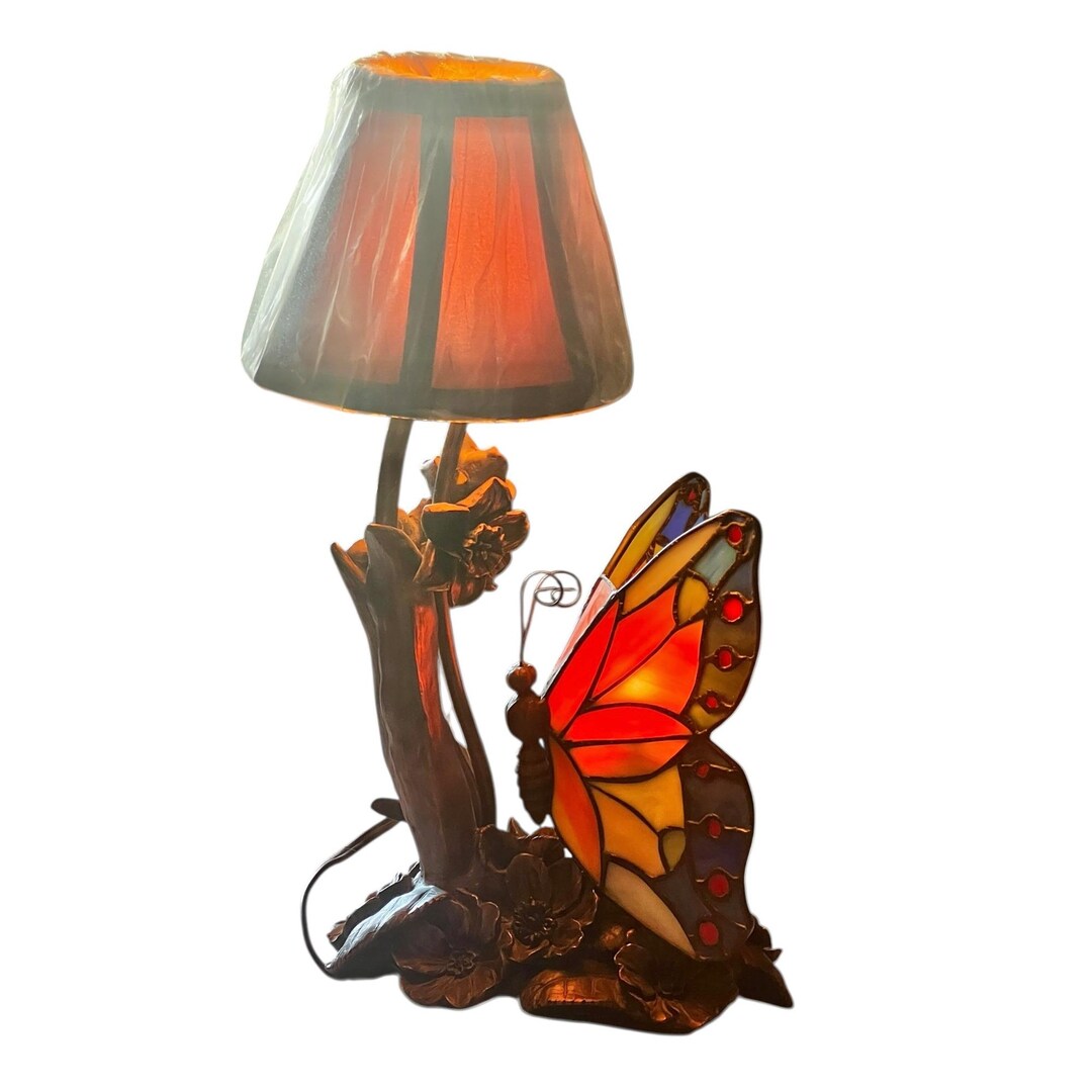 Pacific Coast Lighting Stained Glass Butterfly Table Lamp & Shade READ ...