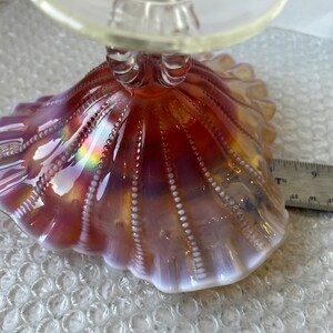 Dugan Opalescent Beaded Panels Open Stemmed Carnival Glass Compote Dish ...