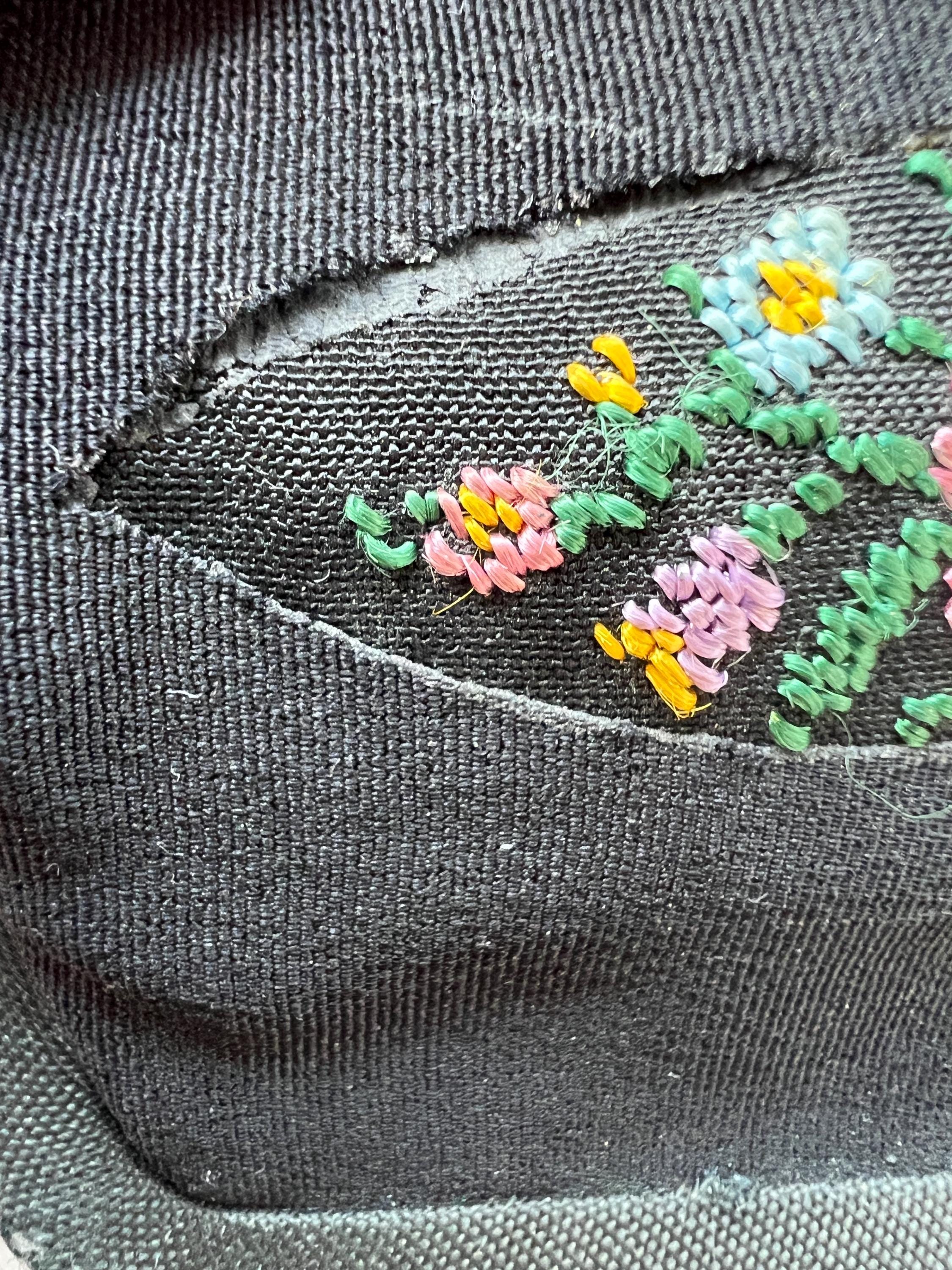 Petit Point Rose on Black Coin Purse Handmade Floral - Etsy