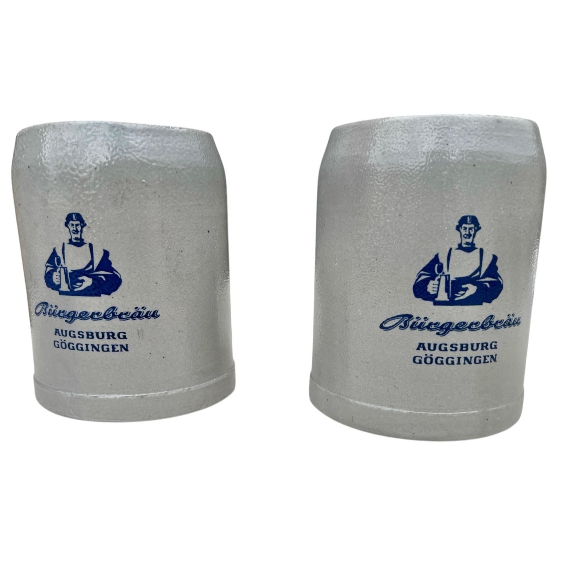 Vintage Bürgerbräu Augsburg Göggingen Beer Stein Mugs Set of 2 0.5L ...