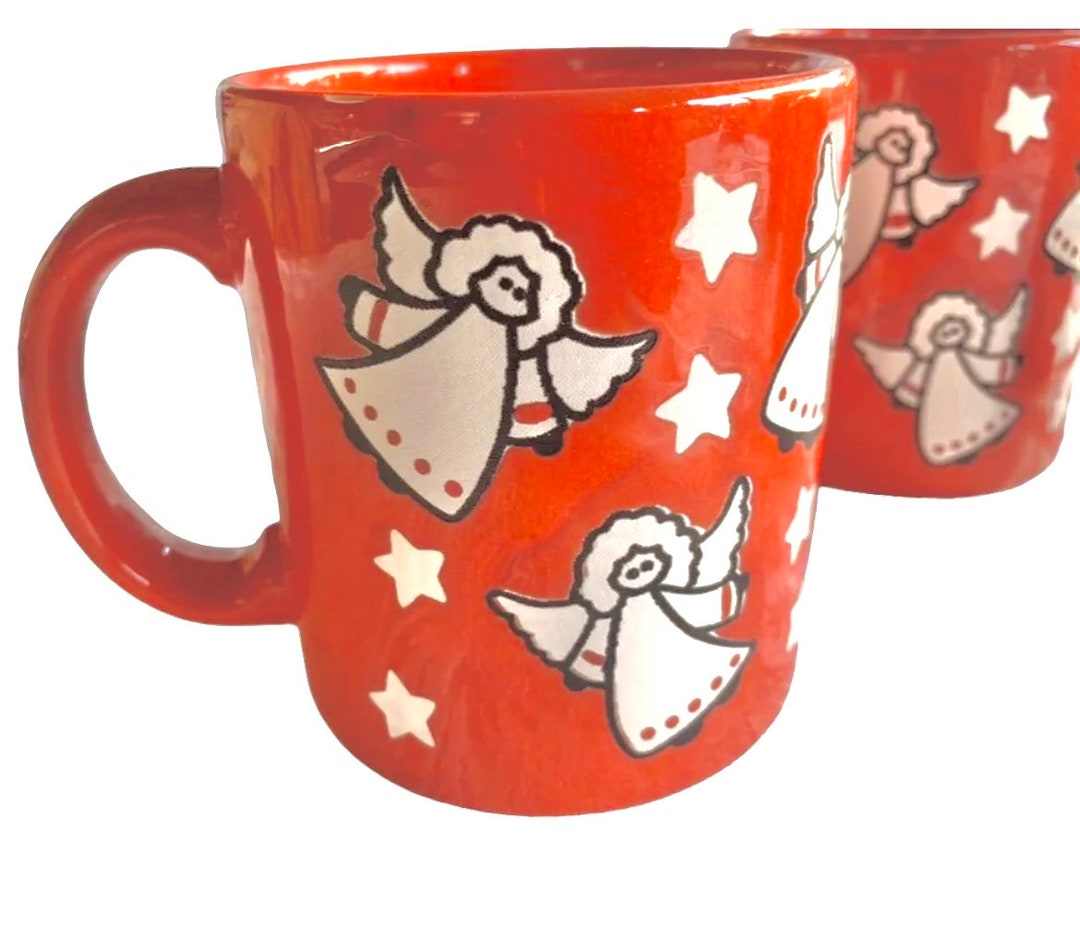 Two WAECHTERSBACH Angel Mugs West Germany Christmas 12 Oz Pair Coffee ...