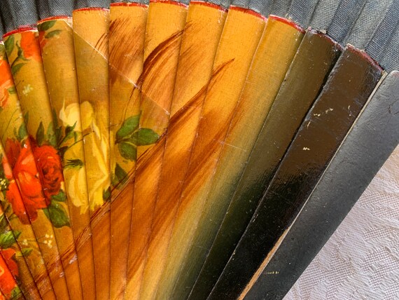 Antique Spanish Hand Painted Linen Wood Transfer Prin… - Gem