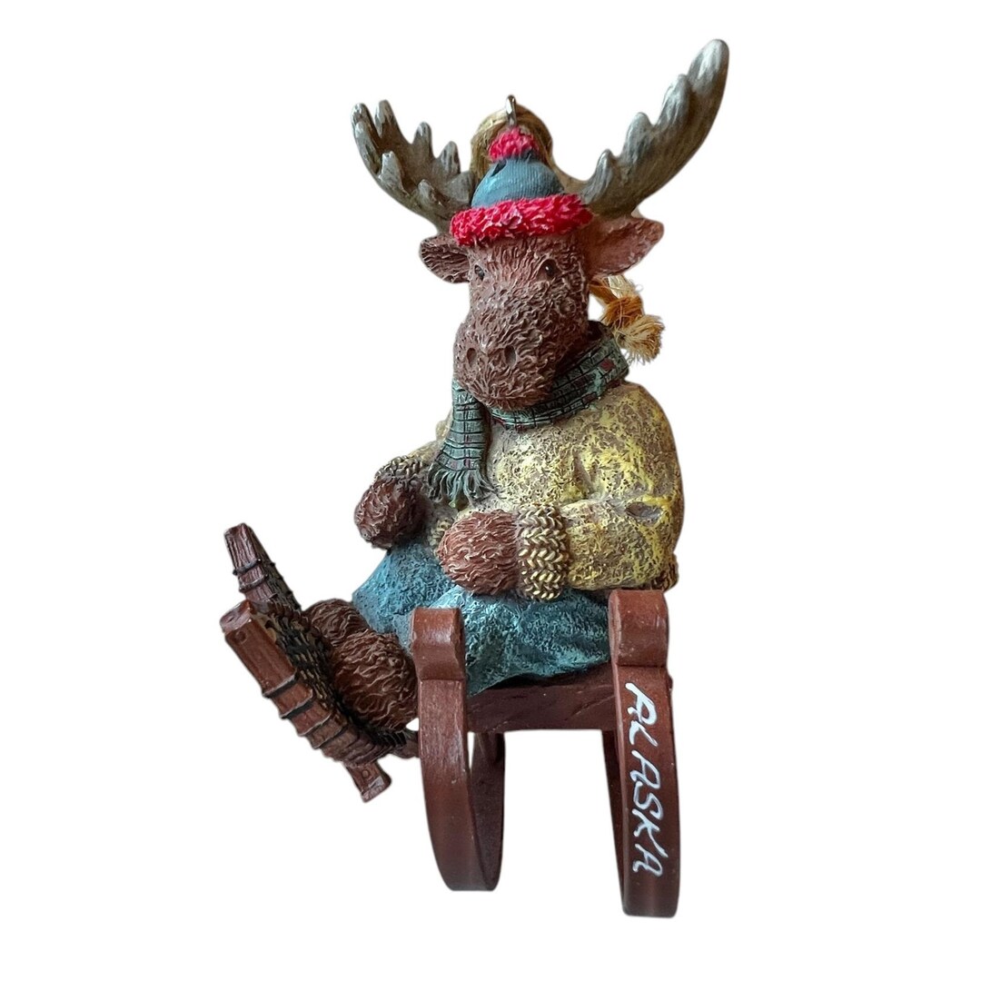Alaska Moose Figurine on Sled Christmas Ornament 5" Snow Shoes - Etsy