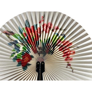 Handheld Chinese Paper Fan With Floral Design Vintage Metal Frame - Etsy