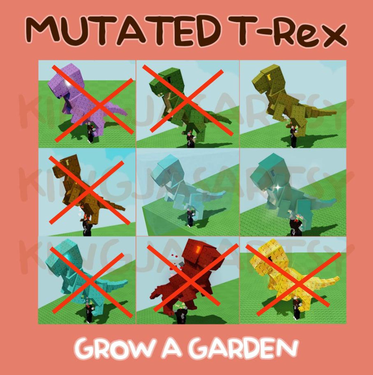 Grow A Garden T-rex MUTATED (choose One Between Aromatic, Frozen, Shiny ...
