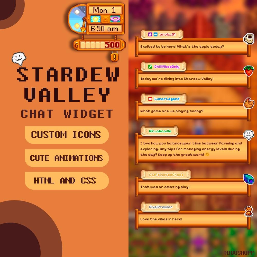 Stardew Valley Themed Chat Widget for Streamelements • Customizable Icons • Custom Animations - Etsy