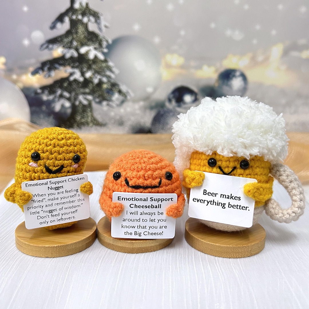 Emotional Support Crocheted Cheese Balls/chicken Nuggets/beer, Handmade ...
