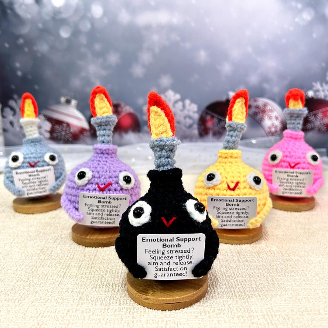 Batch Colored Crochet Bomb Toys, Emotional Support Bombs, Crochet Black ...