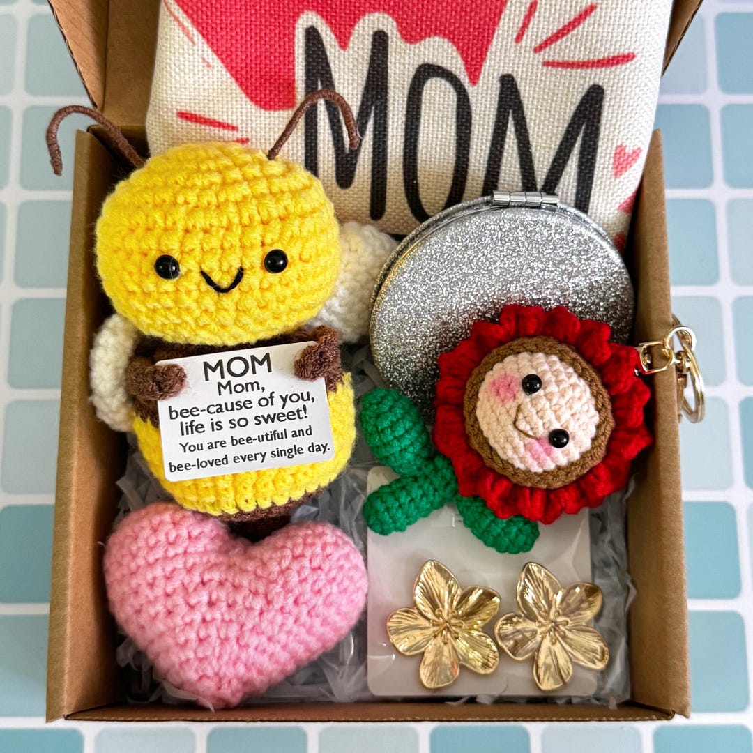 Personalized Mother Gift Box Ideas ,crochet Bee/sunflower,hug in A Box ...