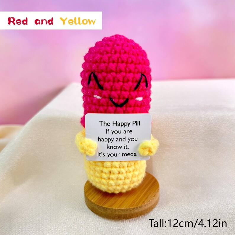 Emotional Support Pill,crochet Stuffed Pill,stress Relief,desk Decor ...