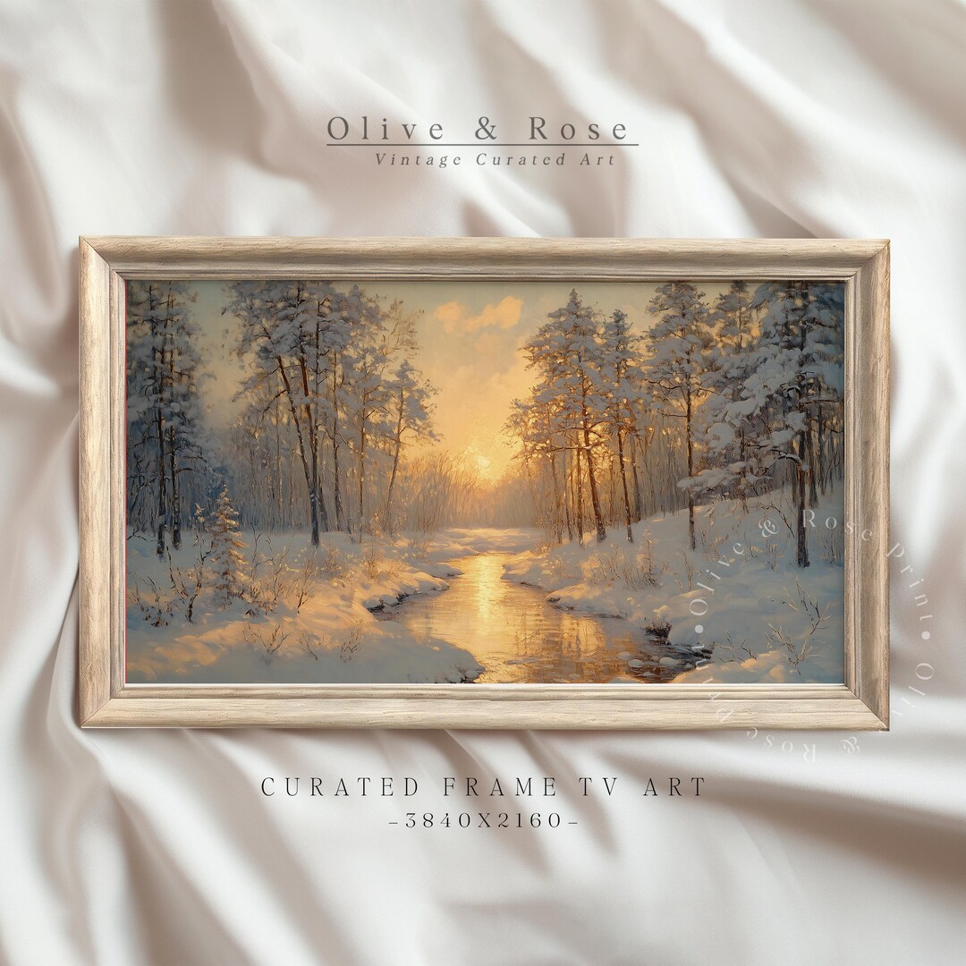 Vintage Winter Pine Tree Forest Frame Tv Art, Christmas Samsung Frame ...