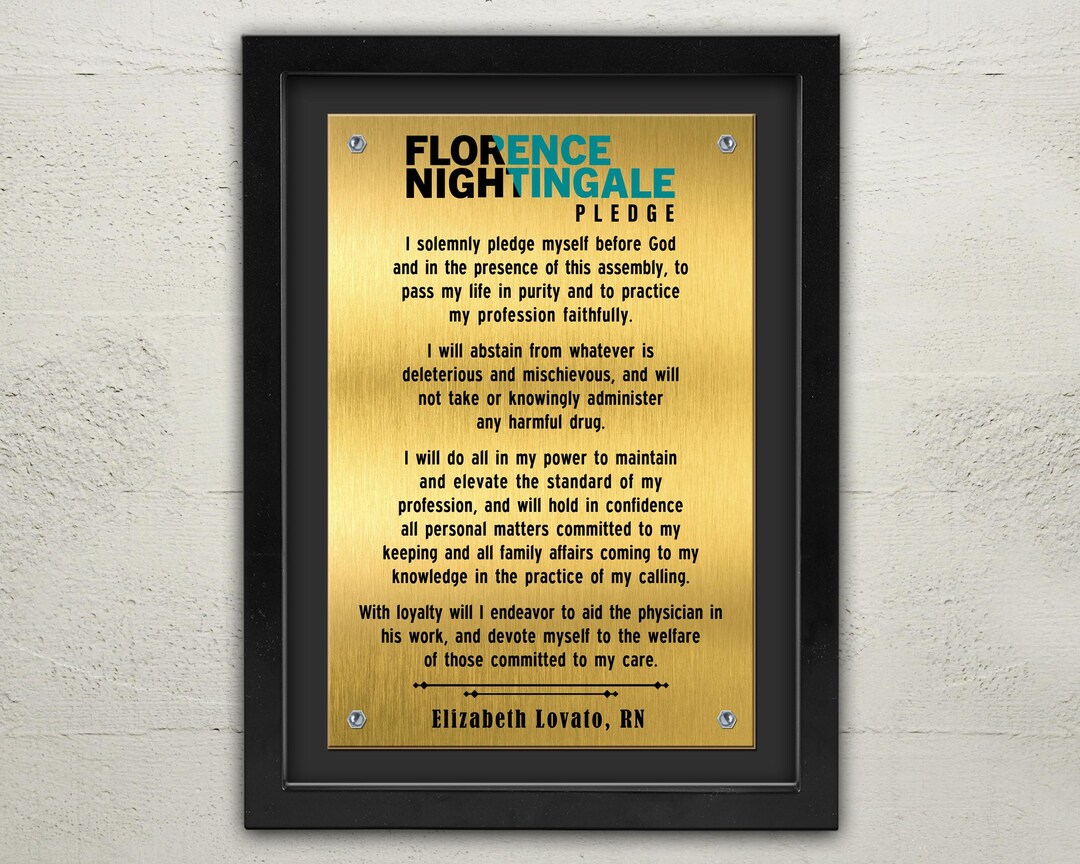 Florence Nightingale Pledge Framed Metal Print: Nursing Decor (12x16 Inches) - Etsy