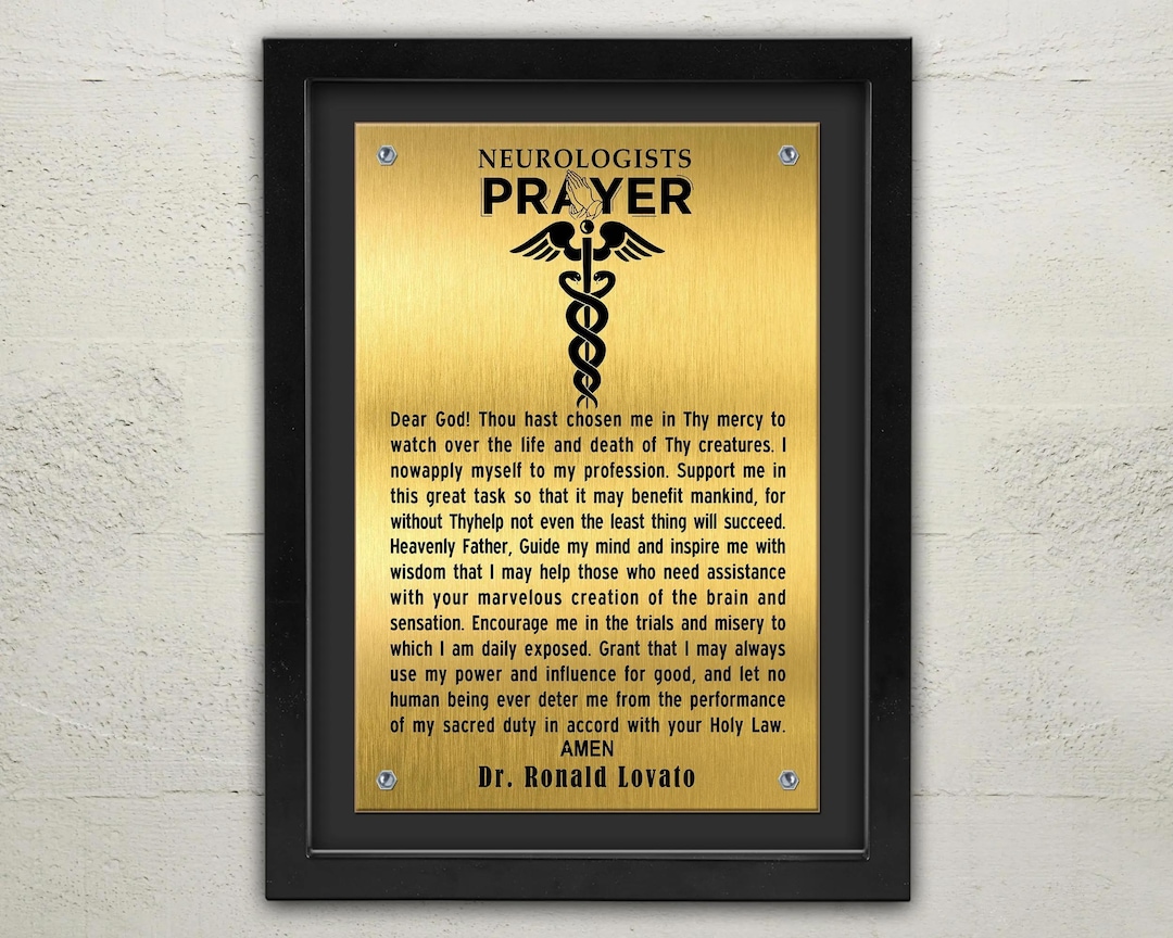 Neurologist’s Prayer Framed Plaque, Brain Doctors, Prayer Gifting ...