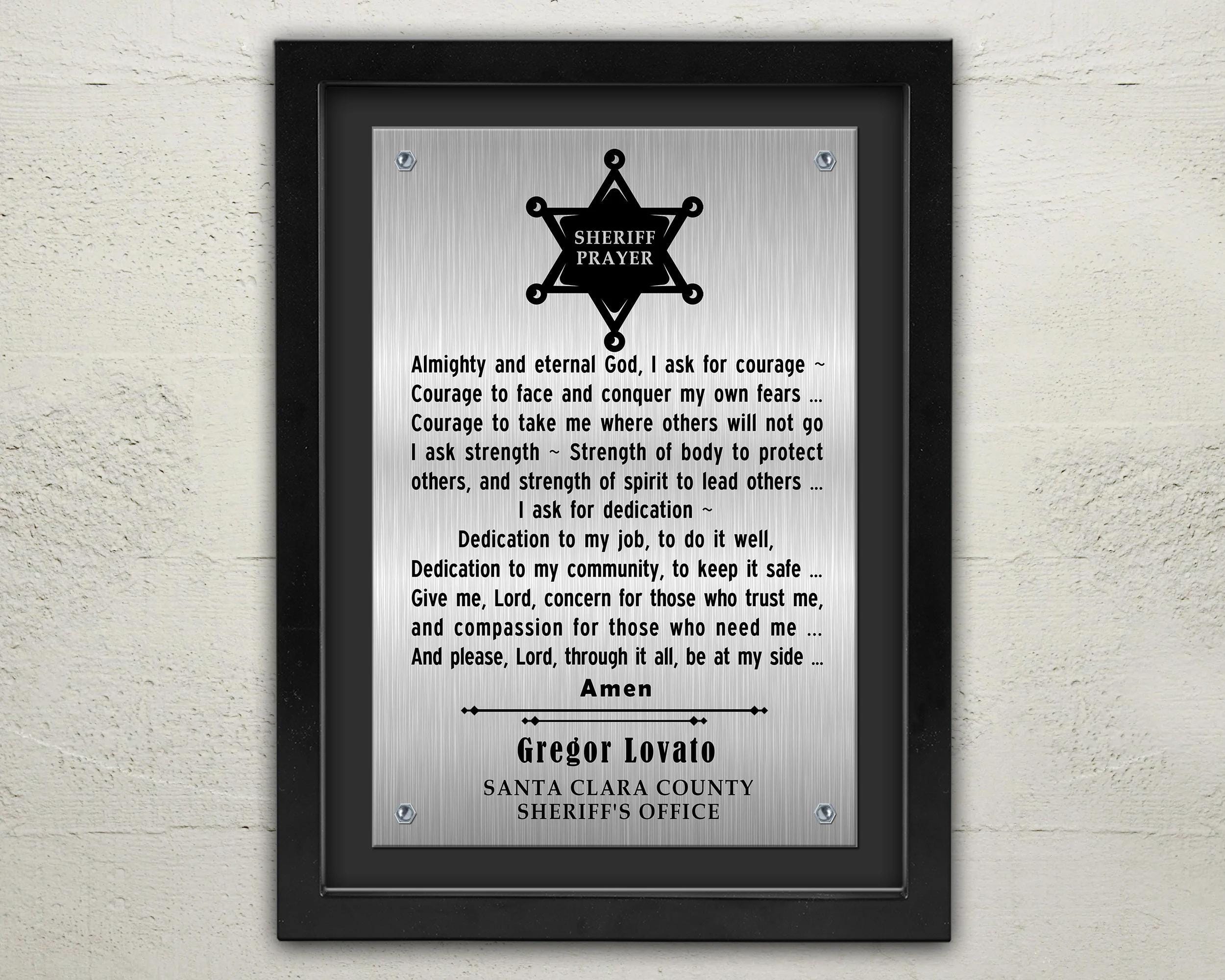 Sheriffs Prayer Framed Plaque | Personalized Sheriffs Gift | Police ...