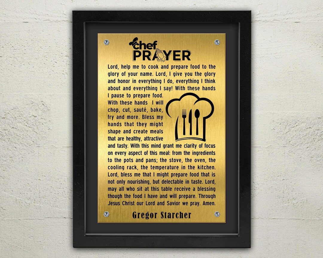 Chef's Prayer Framed Plaque, Personalized Chef Gift | Gift for Chefs ...