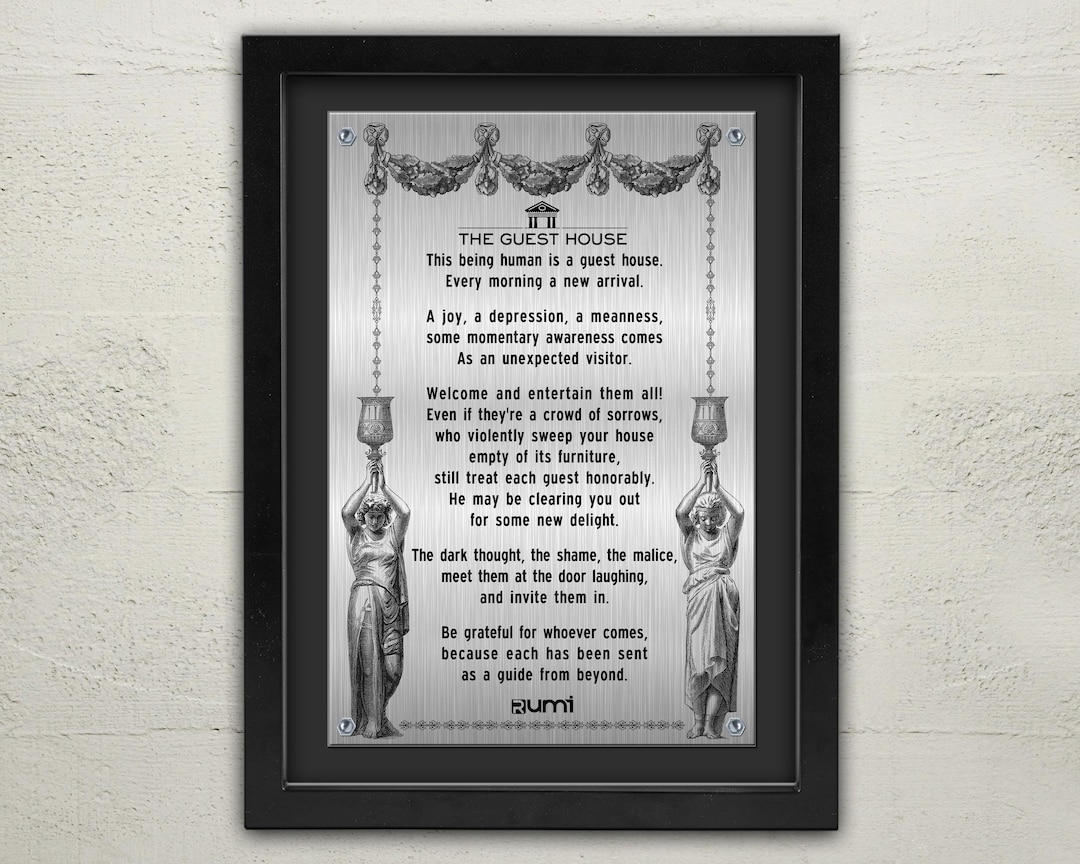 Rumi - the Guest House, Rumi Poetry Room Decor Framed Plaque | Rumi ...