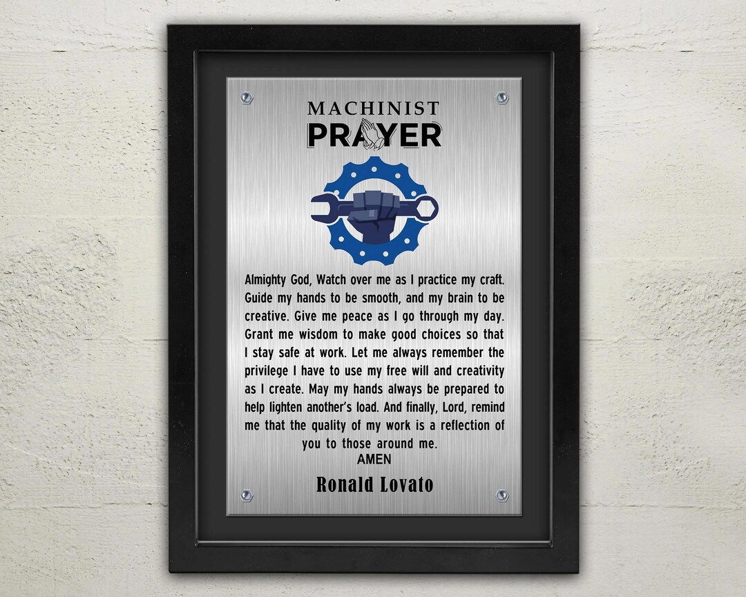 Machinist Prayer Framed Plaque, Custom Machinists Prayer, Lord Prepare ...